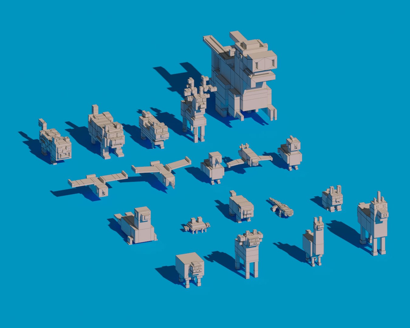 3D Animals Crossy Road Cartoon Model - TurboSquid 1306344