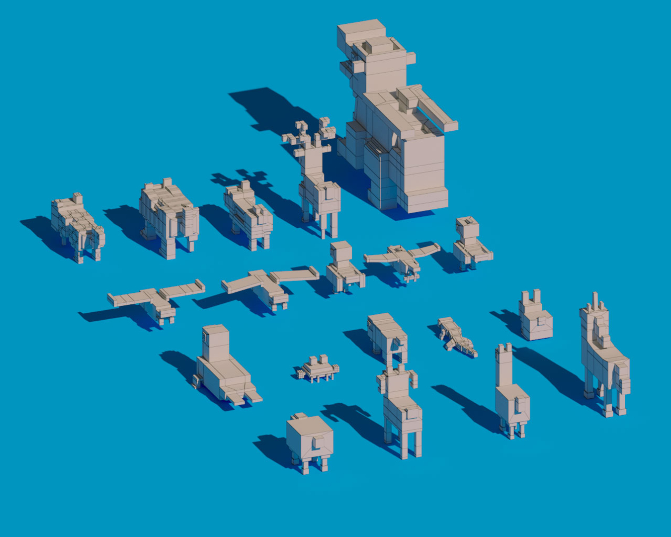 3D animals crossy road cartoon model - TurboSquid 1306344
