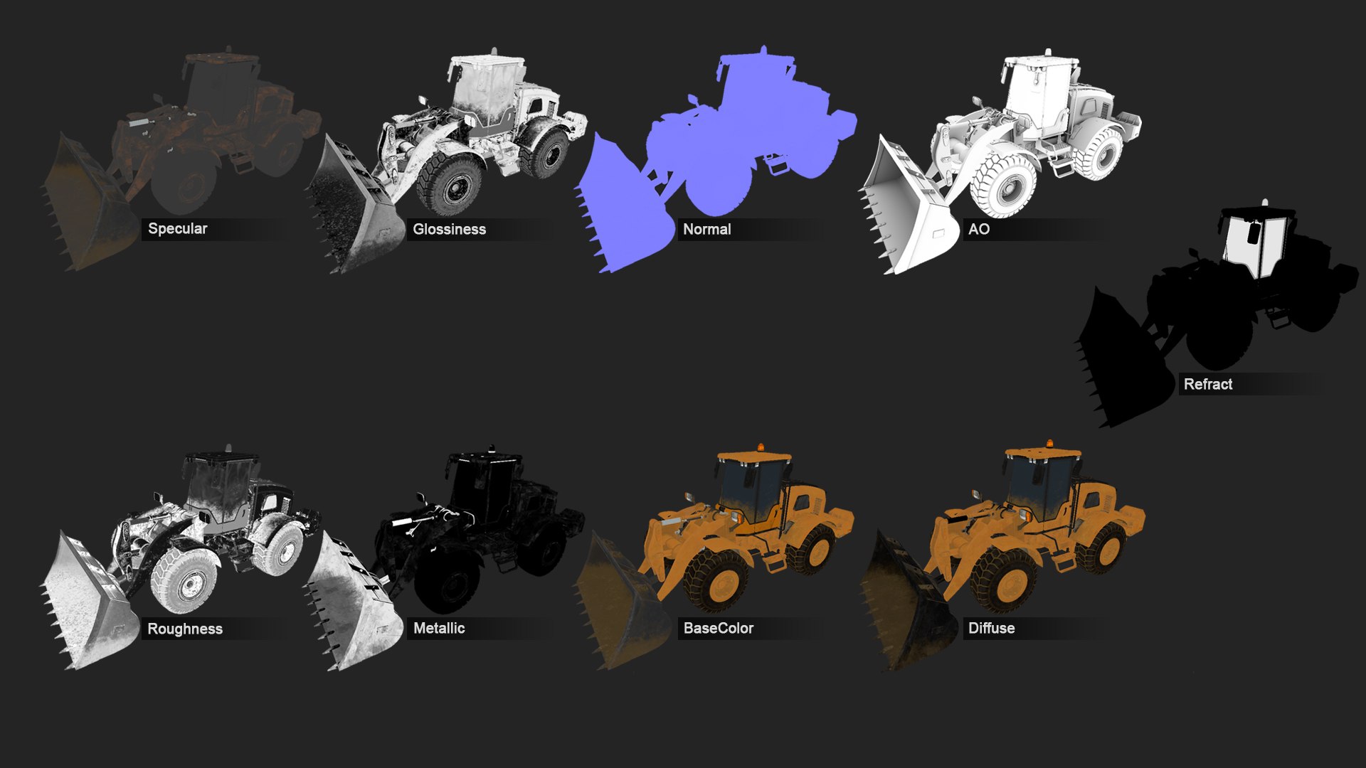 Wheel Loader PBR 8K Textures 3D Model - TurboSquid 2254376