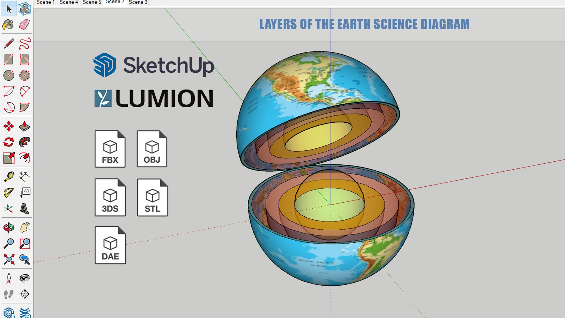 3D Layers Of The Earth Science Diagram 3D Print Model Model ...