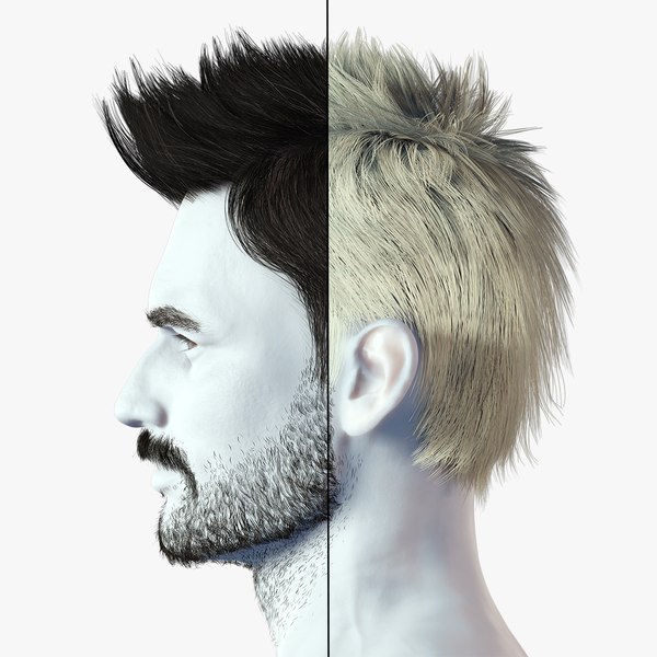3D Realtime hair modern 2 Man low poly Hairstyle Game Ready 3D model ...