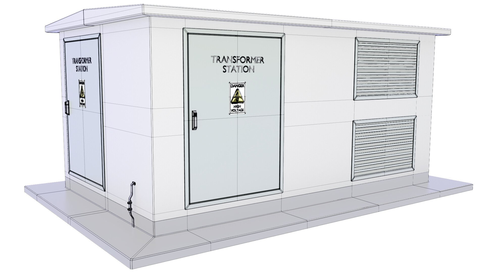 3D Model Concrete Transformer Substation Building Utility Box 11 ...