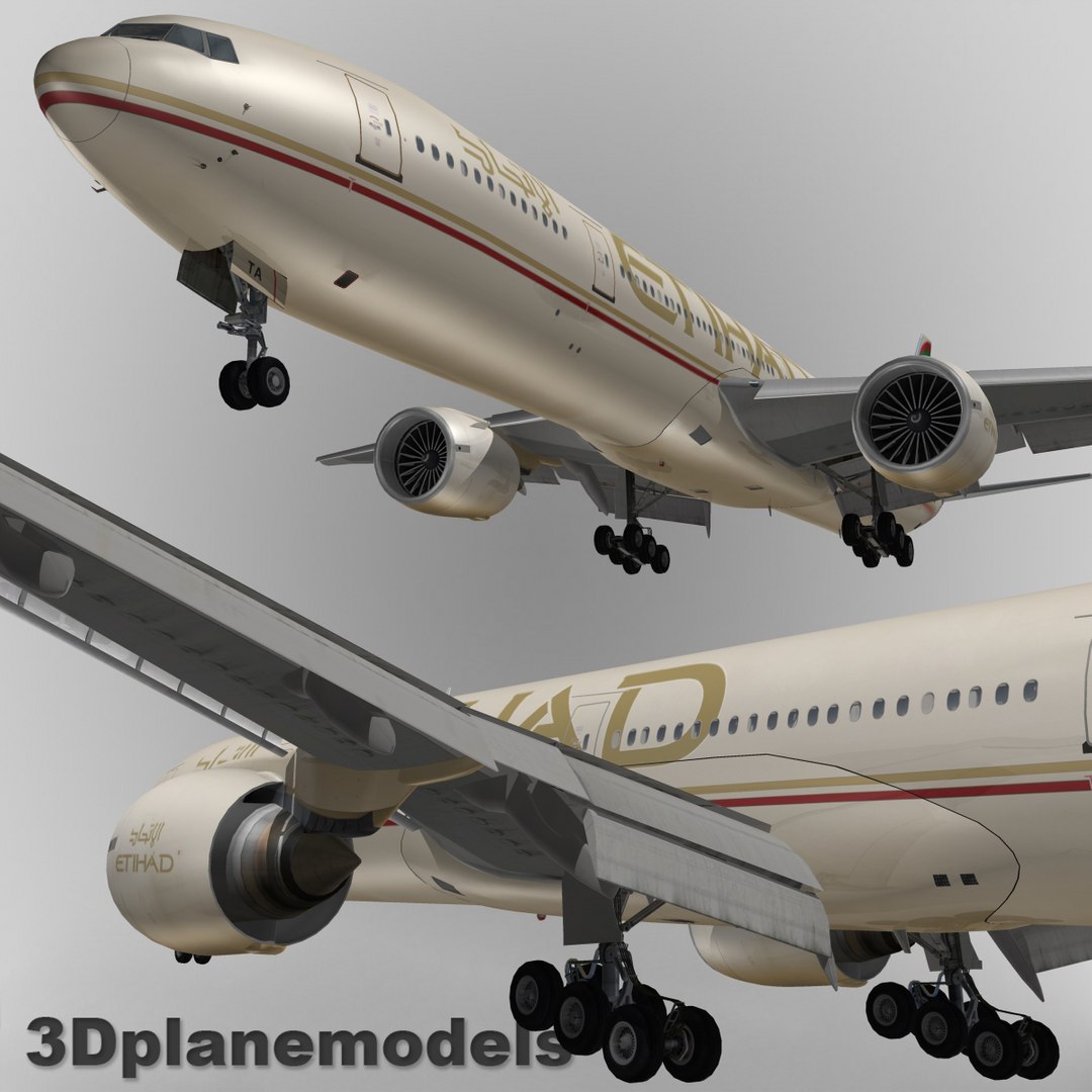 3dsmax boeing 777-300er aircraft landing