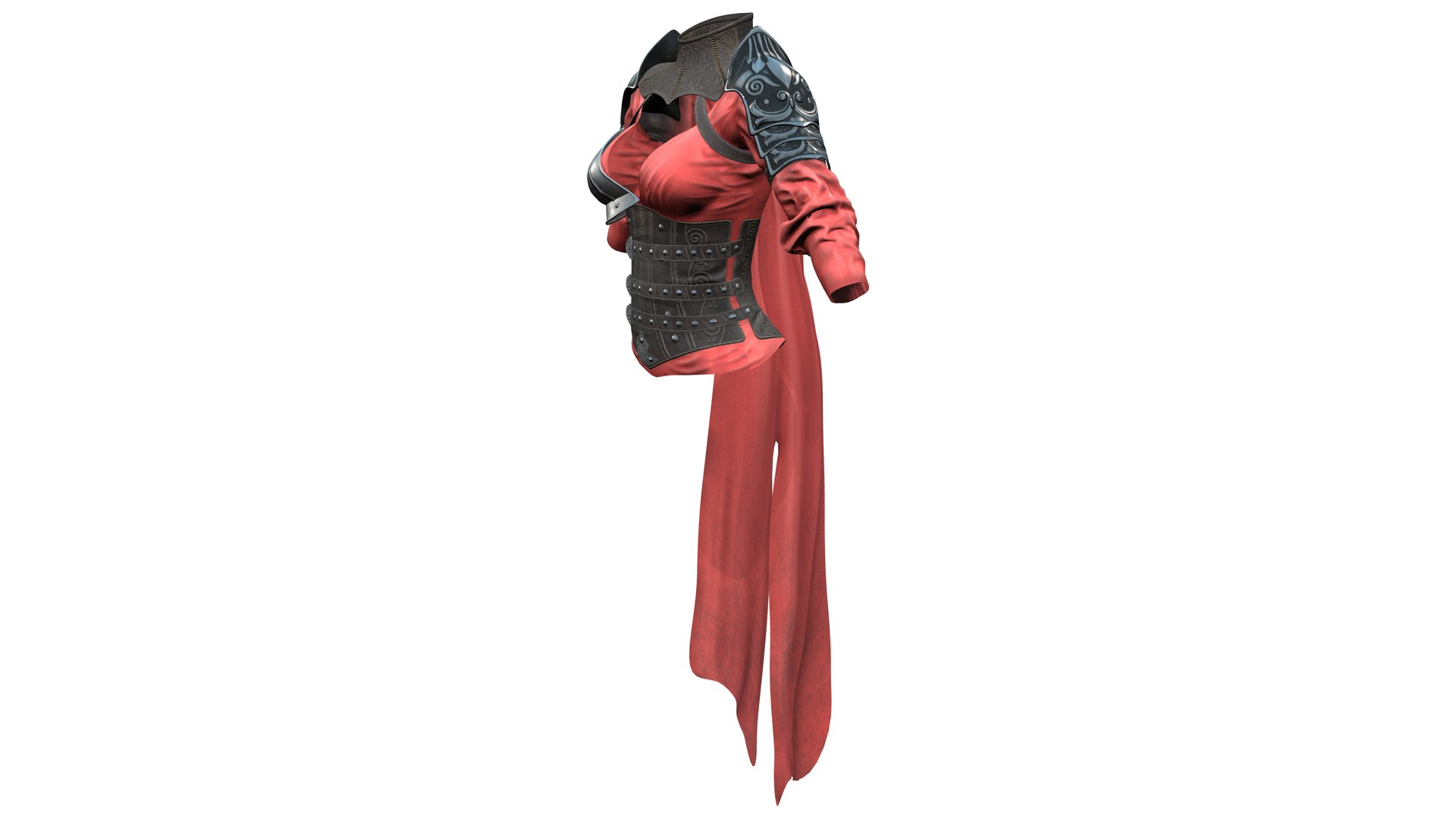 Crimson Black Medieval Fantasy Armour Top Jacket With Cape 3D Model ...