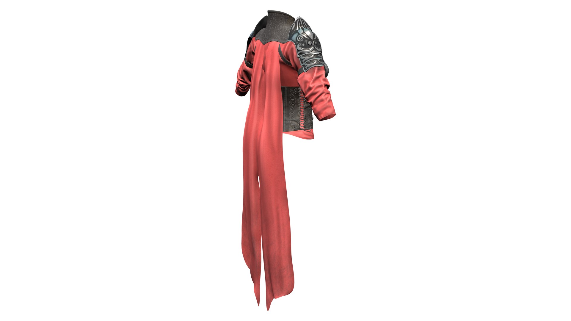 Crimson Black Medieval Fantasy Armour Top Jacket With Cape 3D Model ...