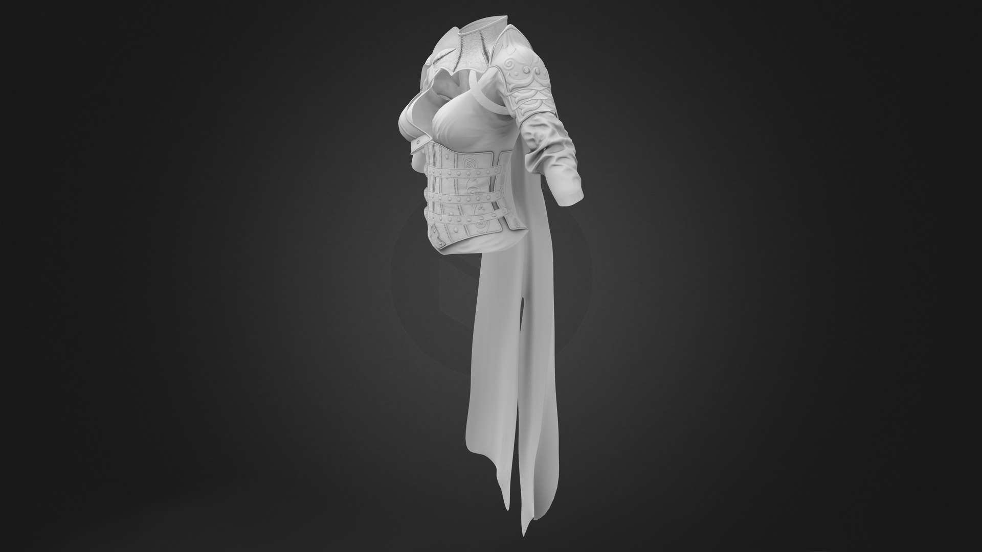 Crimson Black Medieval Fantasy Armour Top Jacket With Cape 3D Model ...