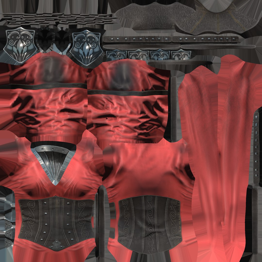 Crimson Black Medieval Fantasy Armour Top Jacket With Cape 3D Model ...