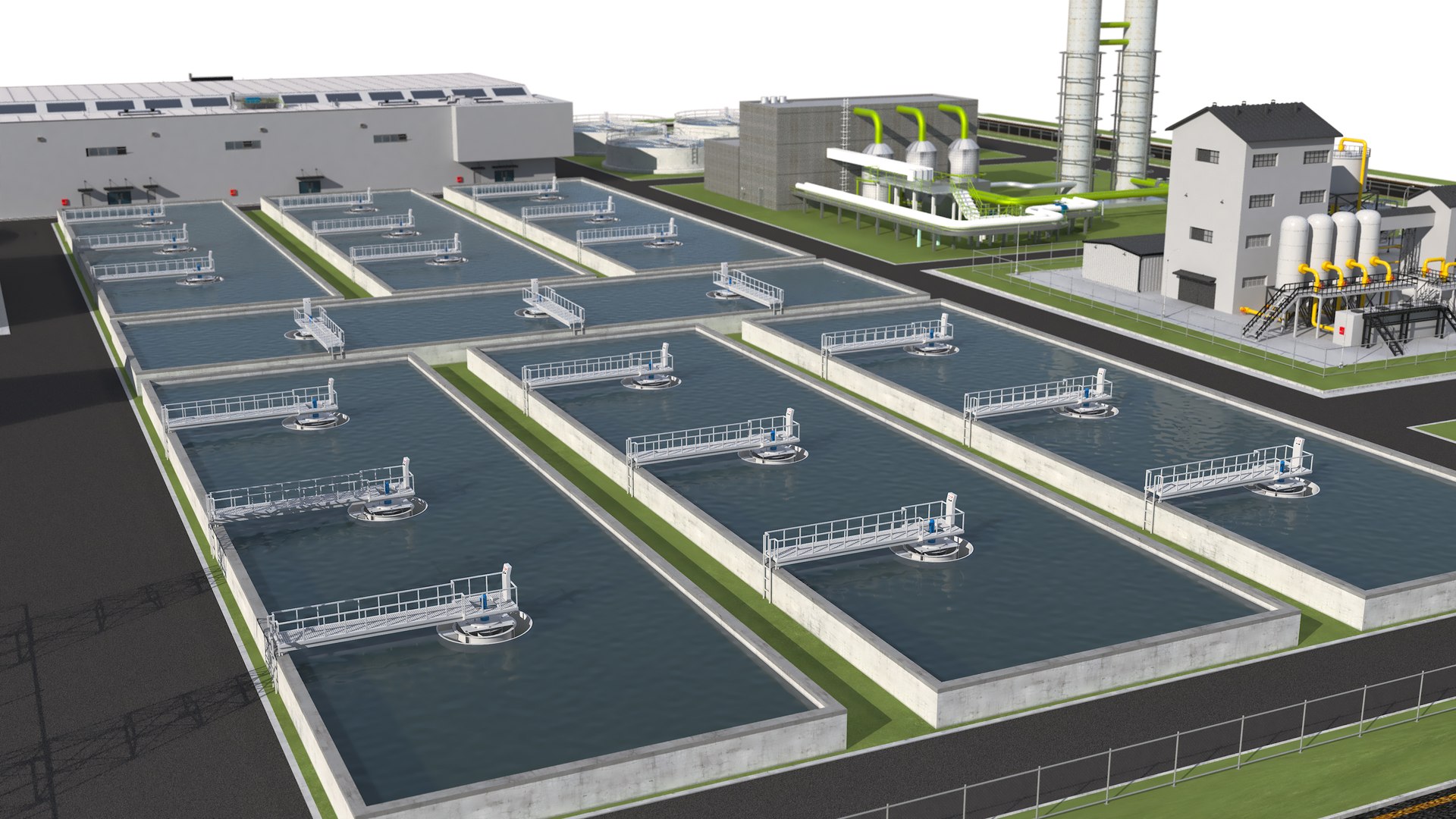 3D Modern Water Treatment Plant Model - TurboSquid 2341606
