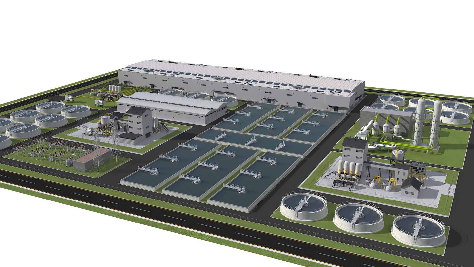 3D Modern Water Treatment Plant Model - TurboSquid 2341606