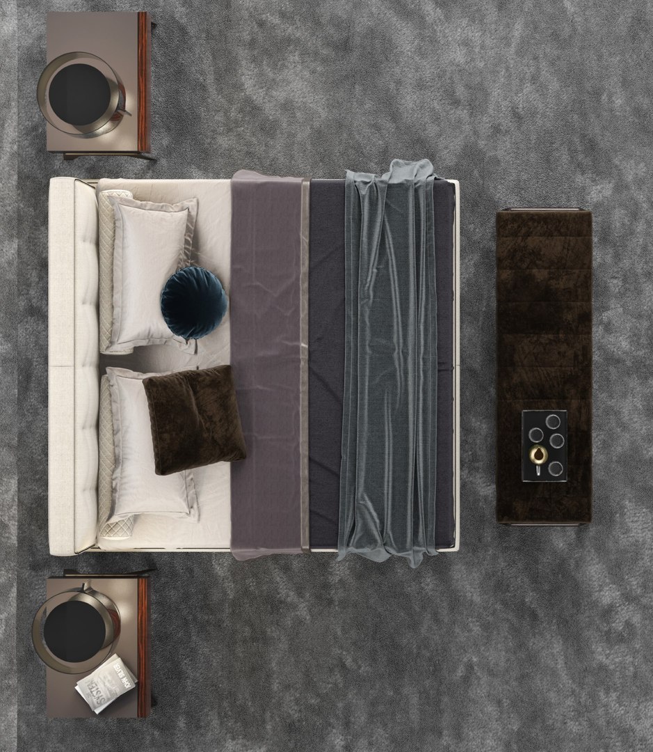 3D Minotti Bed Bench Table Lamp Model - TurboSquid 1585015