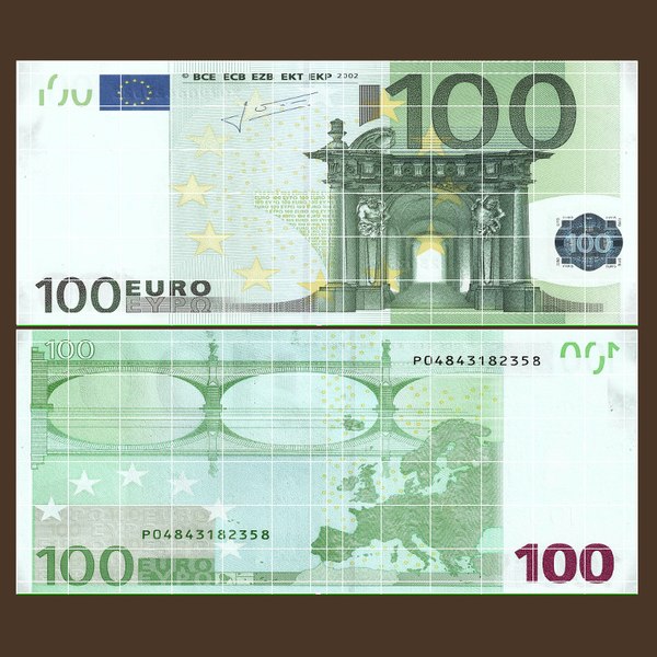 3d 100 euro bill stack model