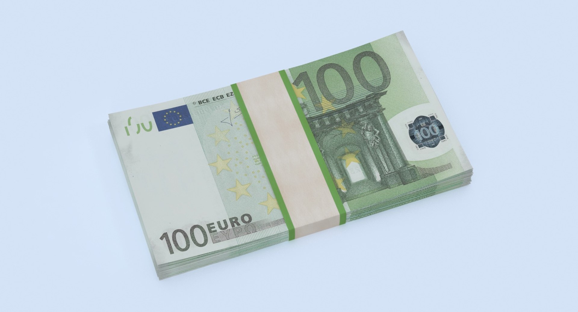 3d 100 Euro Bill Stack Model