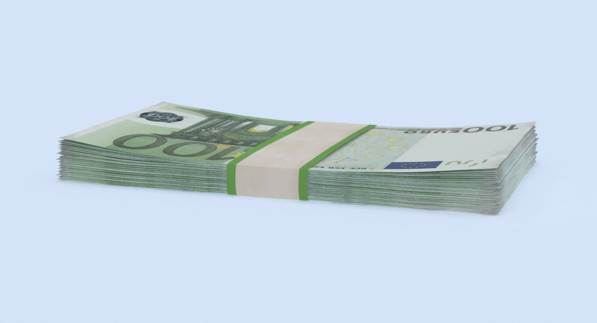 3d 100 Euro Bill Stack Model