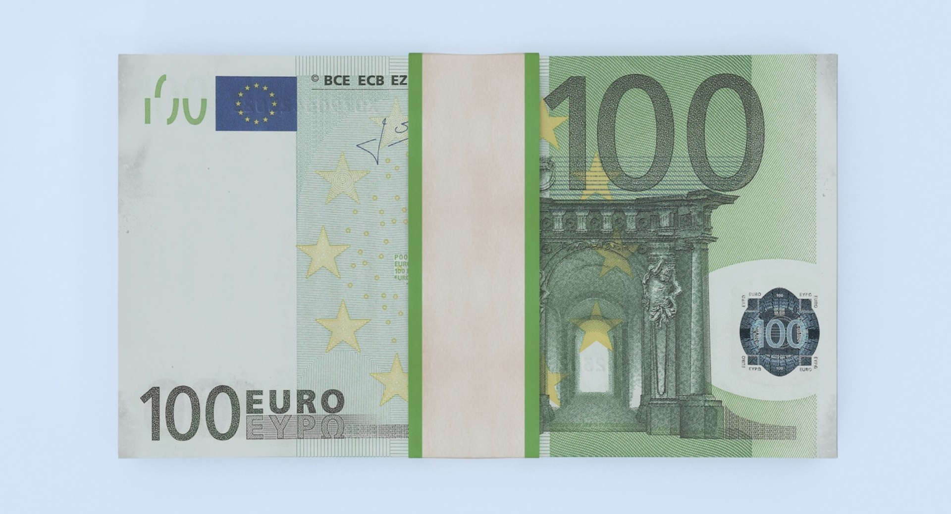 3d 100 Euro Bill Stack Model
