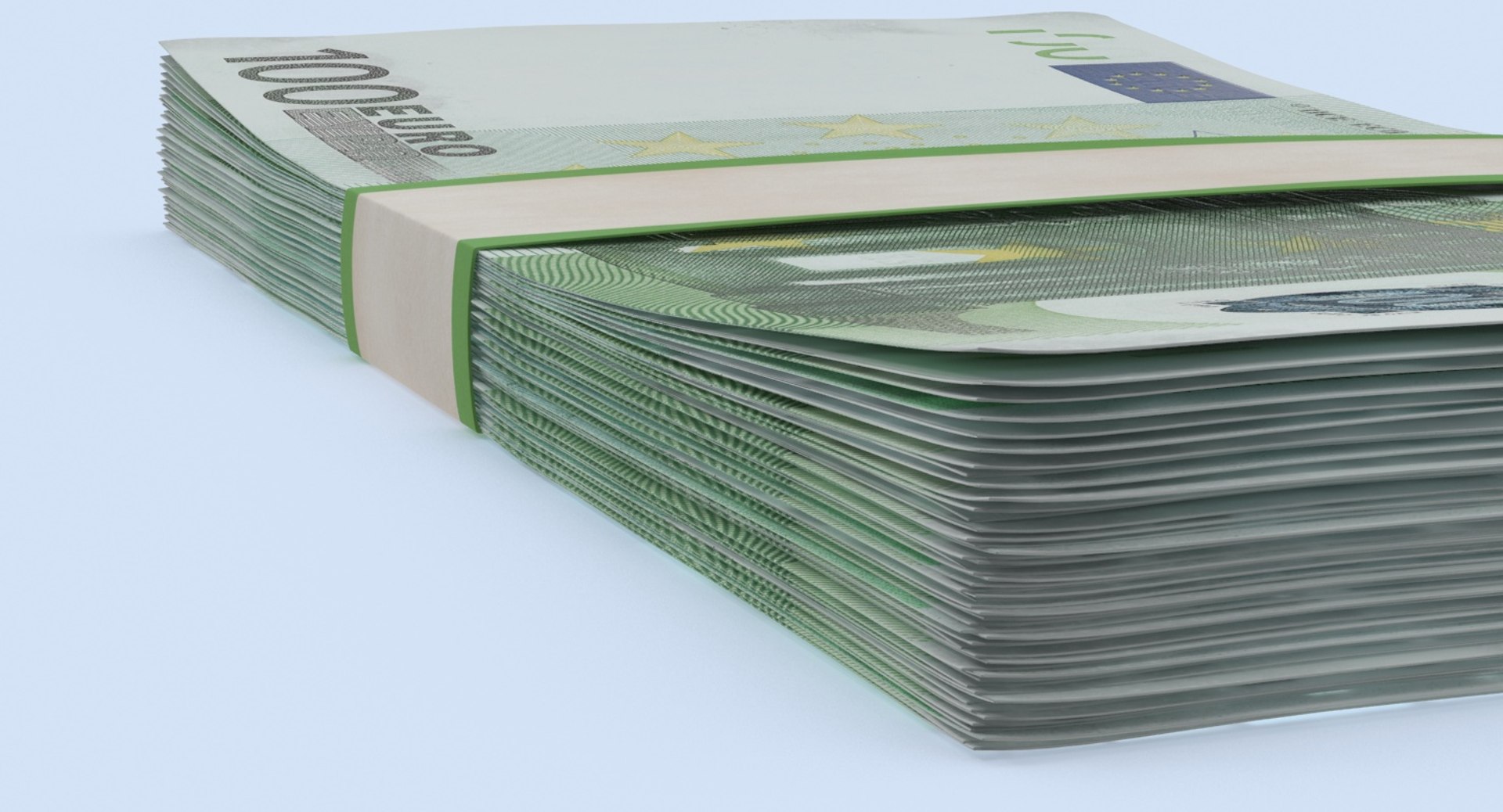 3d 100 Euro Bill Stack Model