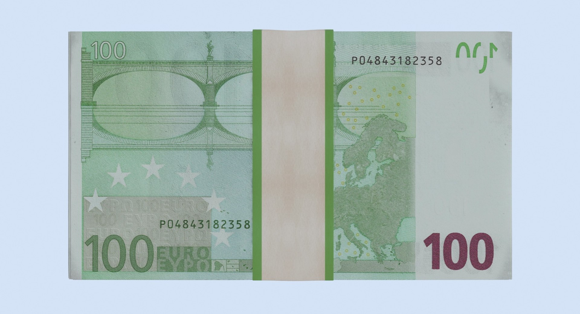 3d 100 Euro Bill Stack Model