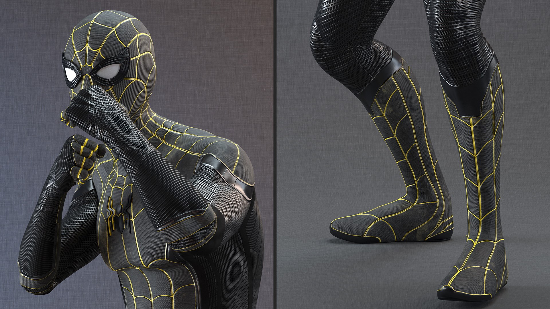 3D Model Spiderman Black Suit Fighting Pose - TurboSquid 2092105