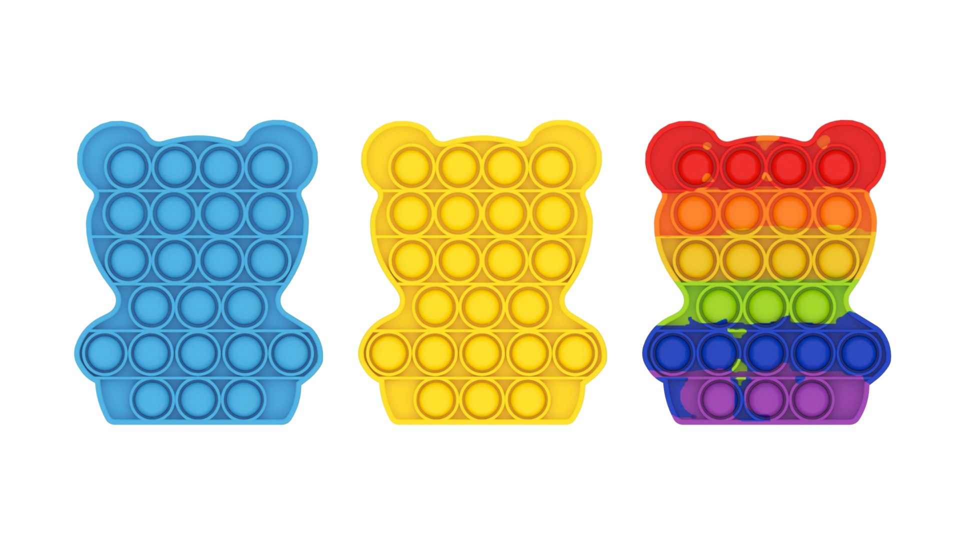 3D Bear Pop It Fidget Toys Set - TurboSquid 1786539
