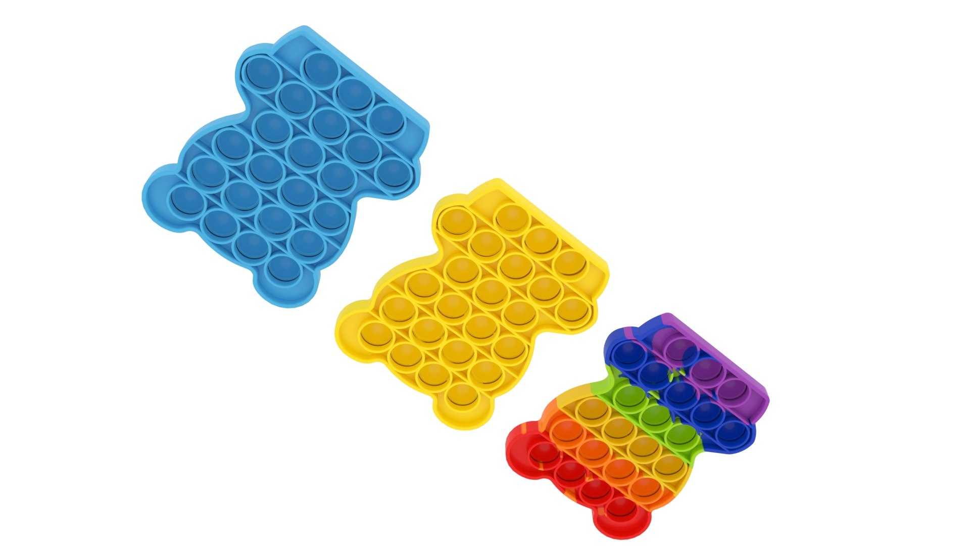 3D Bear Pop It Fidget Toys Set - TurboSquid 1786539