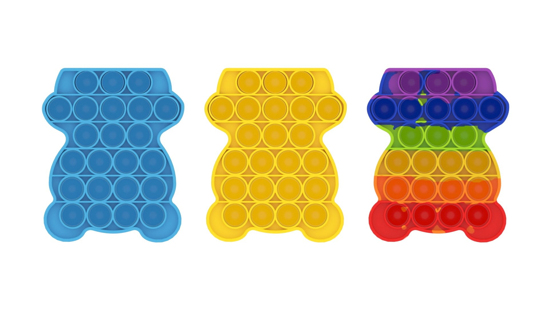 3D Bear Pop It Fidget Toys Set - TurboSquid 1786539