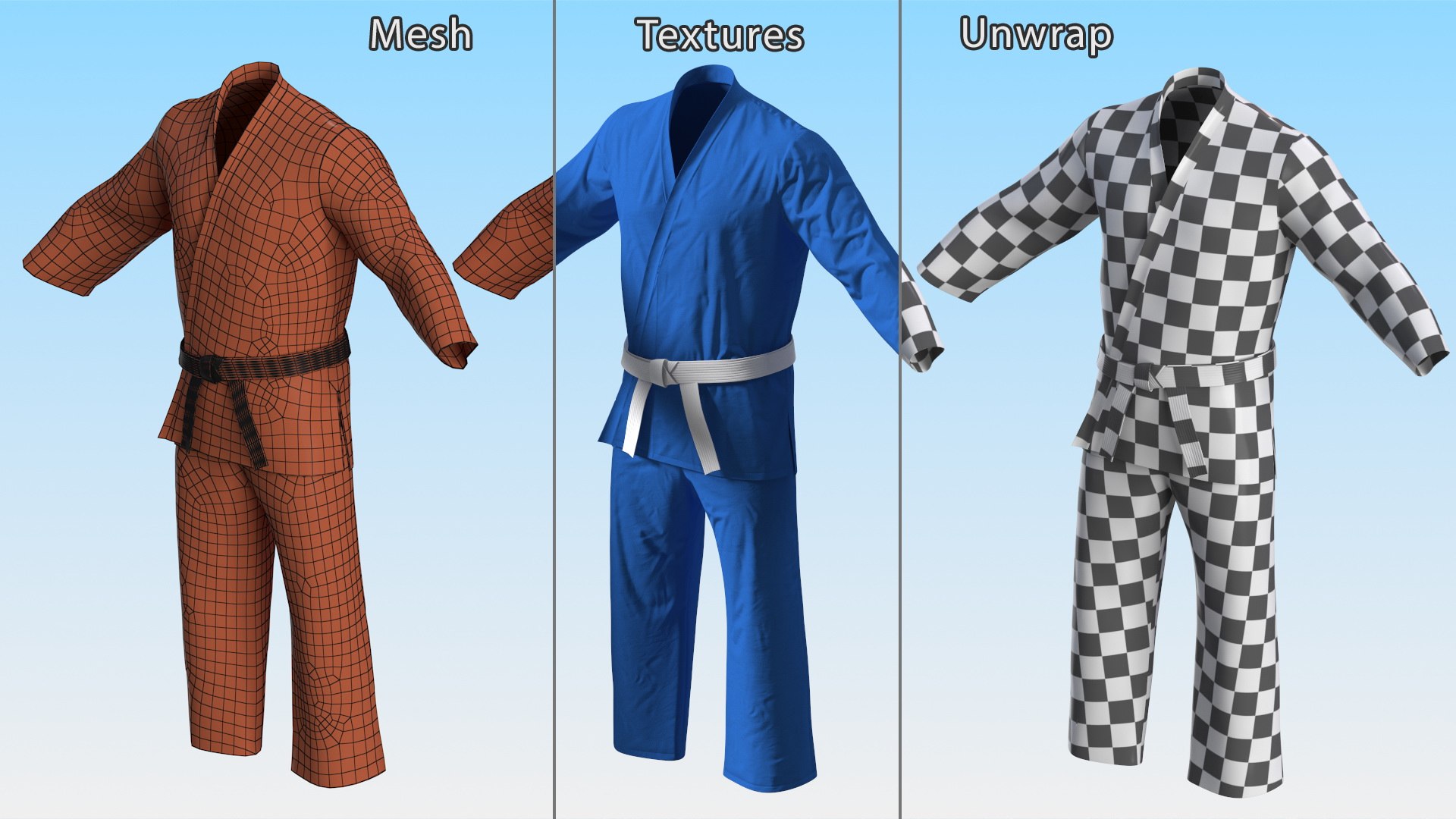Karate Uniform Blue 3D Model - TurboSquid 1957286