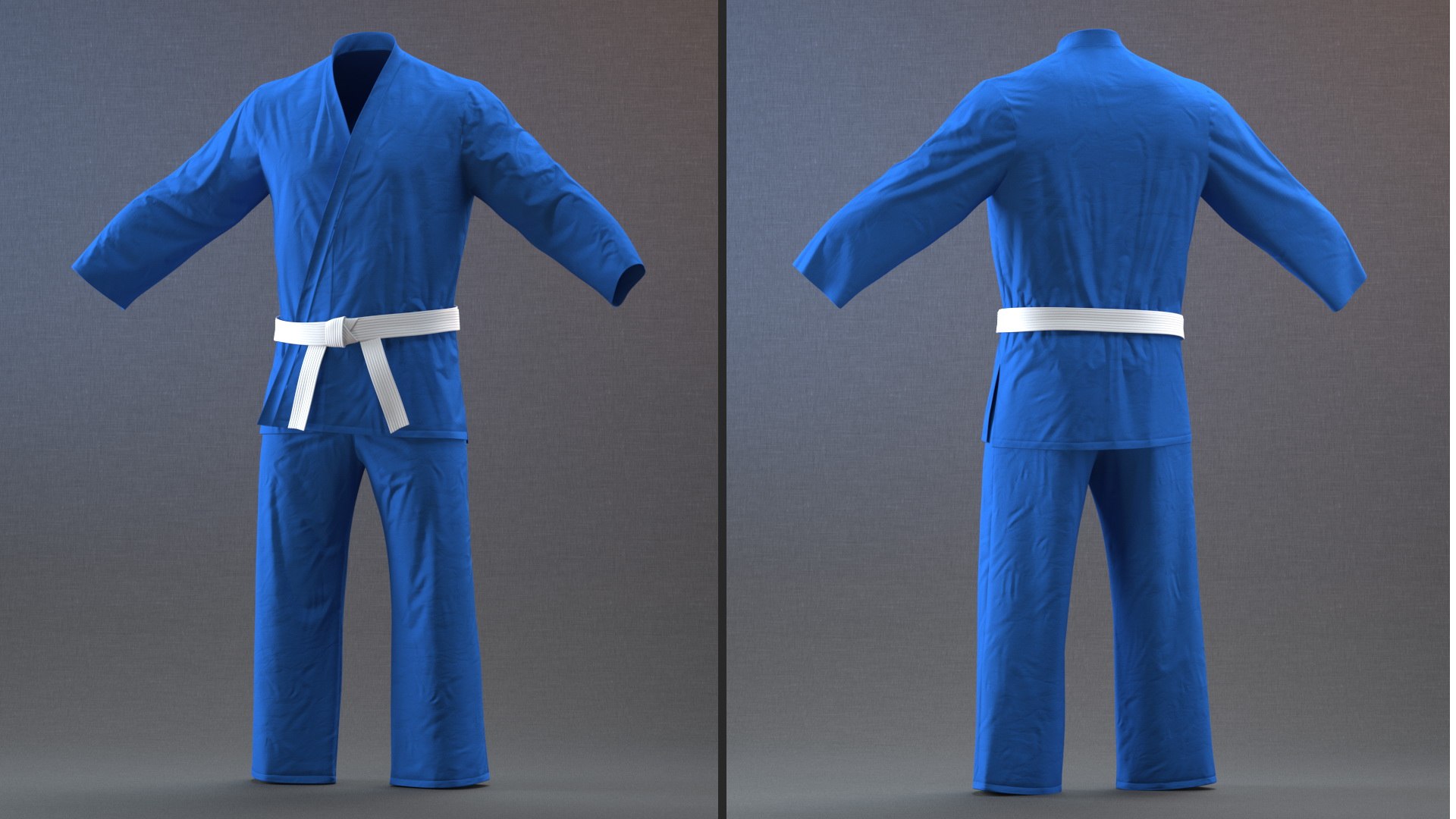 Karate Uniform Blue 3D Model - TurboSquid 1957286