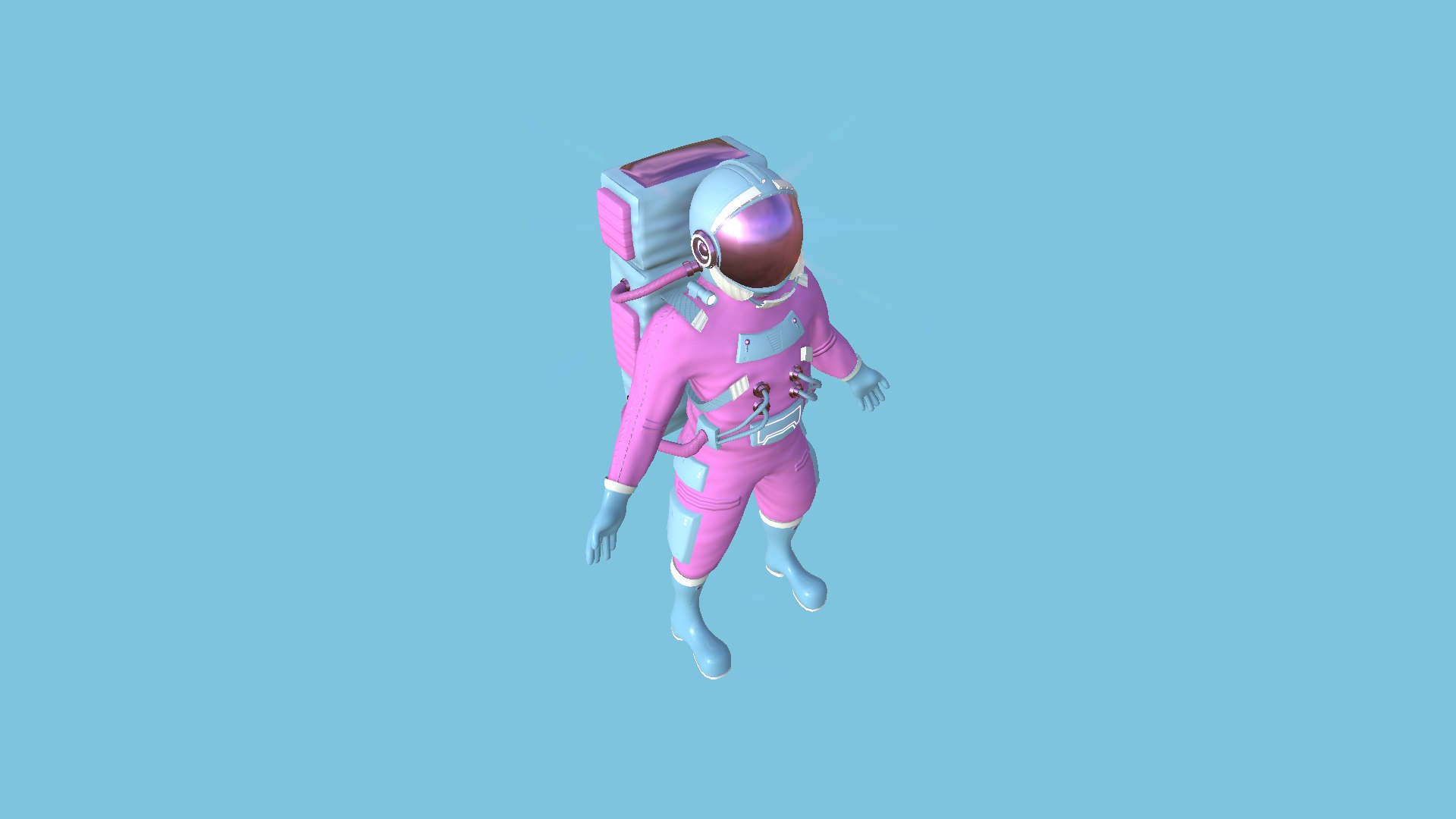 Astronaut Outfit 04 - Pink Blue - Character Design Fashion 3D model ...