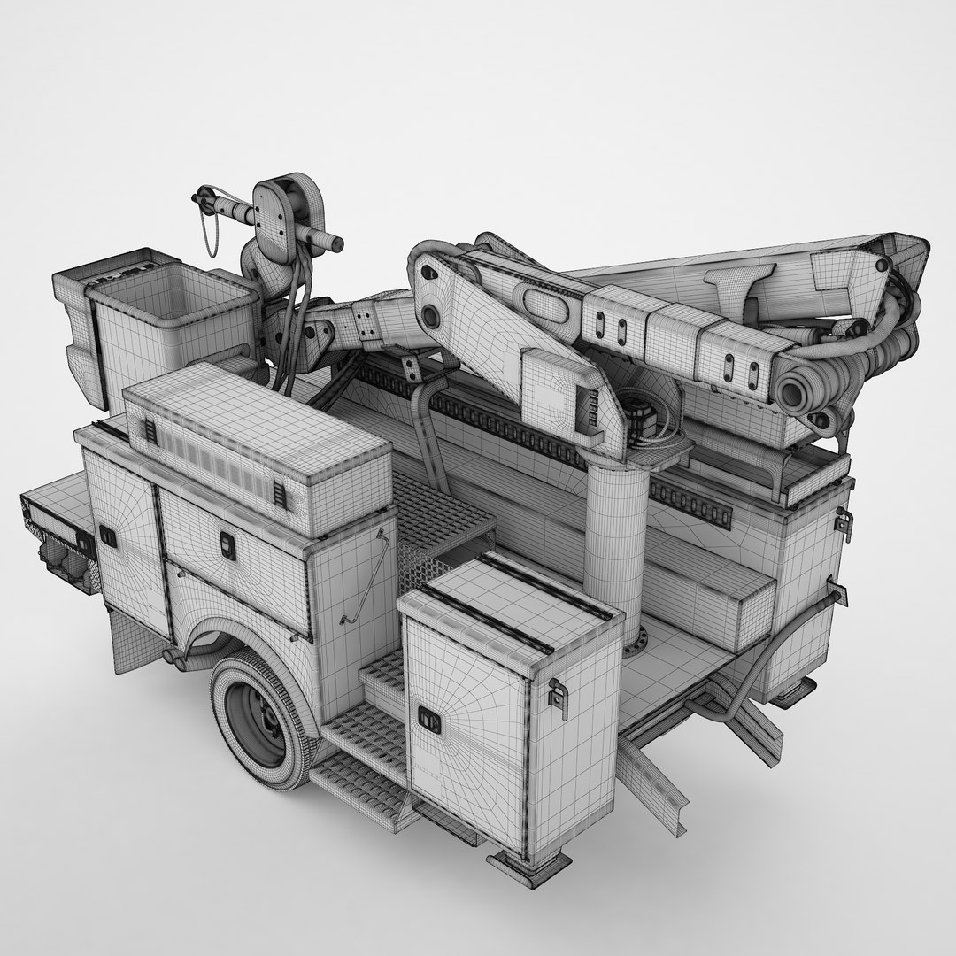 3D Articulating Bucket Truck Back Part 02 - TurboSquid 2002497