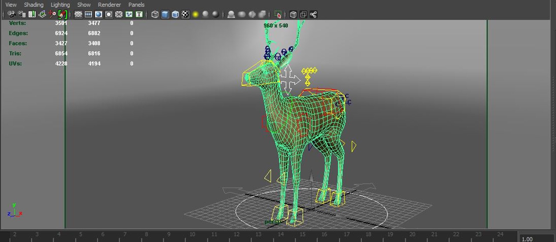3d Deer Rigged Model