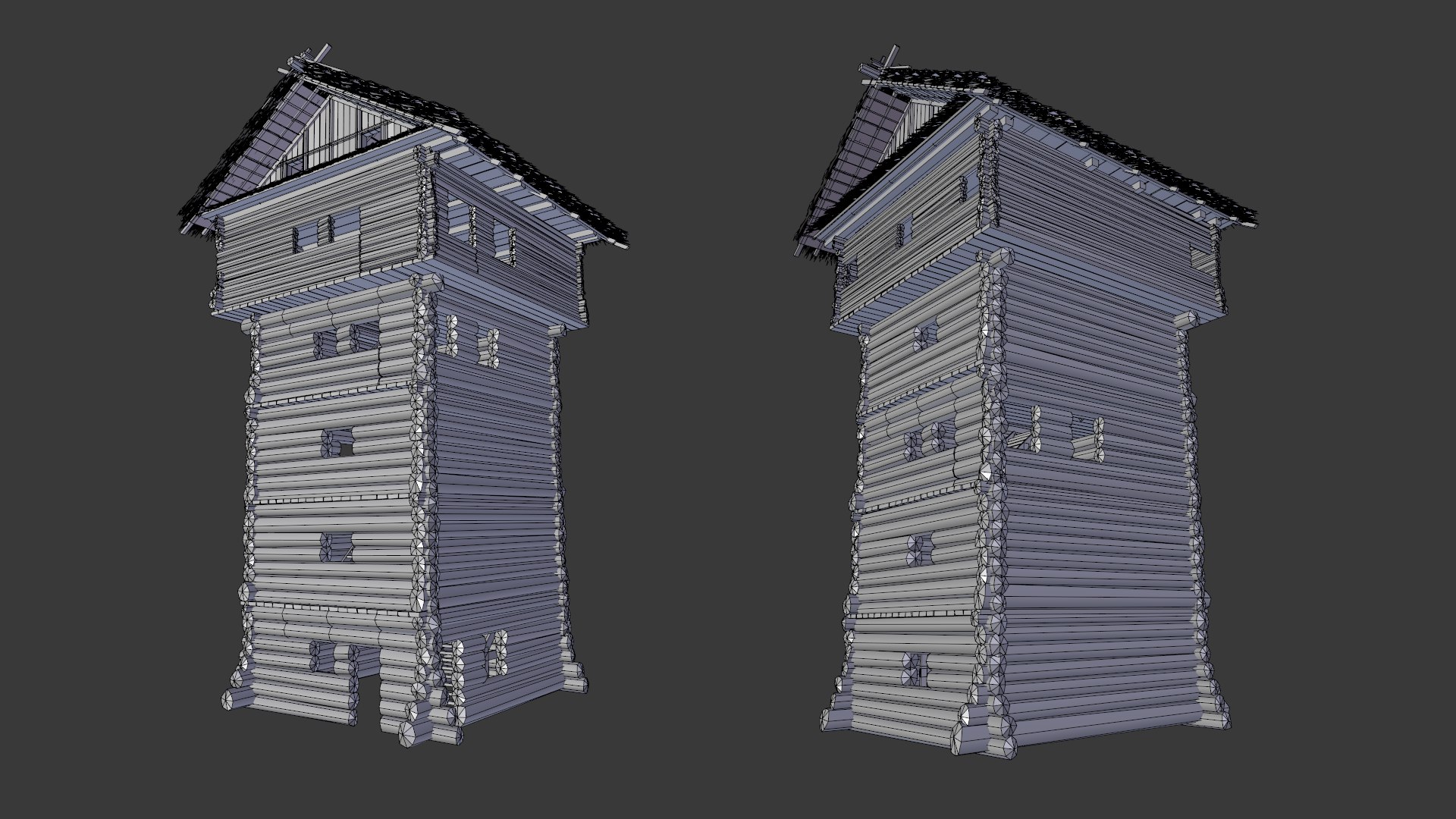 3D WATCHTOWER TOWER FORT SLAVIC PALISADE WOODEN CASTLE MEDIEVAL AAA ...