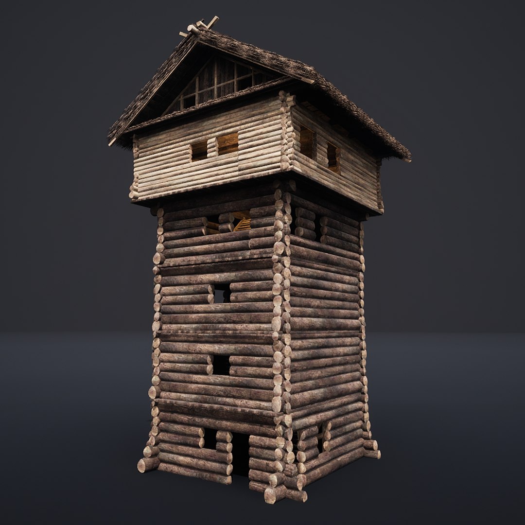 3D WATCHTOWER TOWER FORT SLAVIC PALISADE WOODEN CASTLE MEDIEVAL AAA ...
