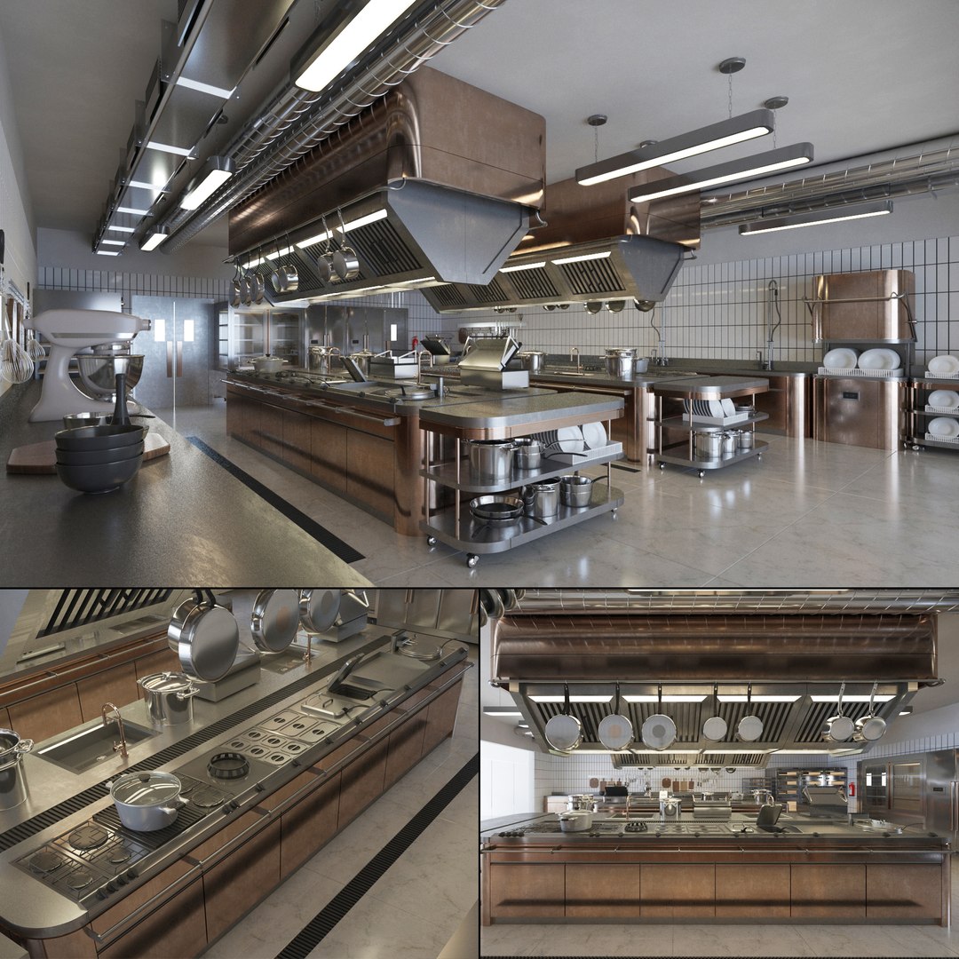 Modern Commercial Kitchen Interior 3D model - TurboSquid 2113783