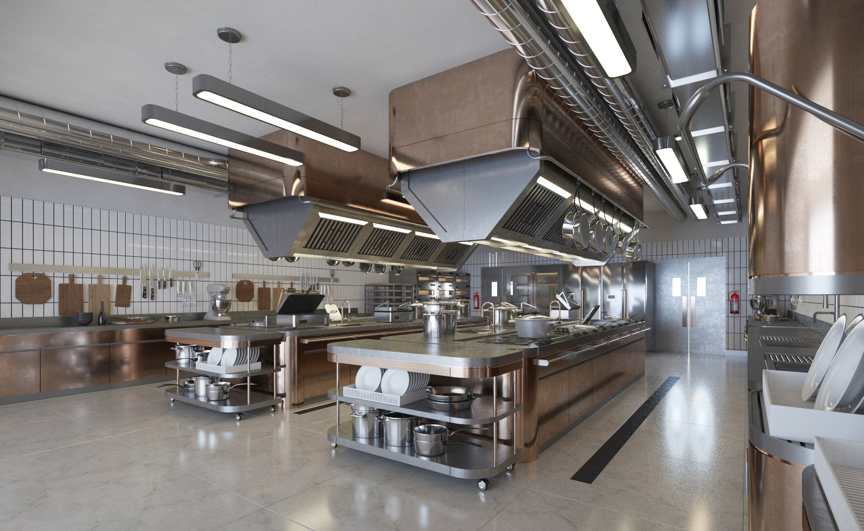 Modern Commercial Kitchen Interior 3D Model - TurboSquid 2113783