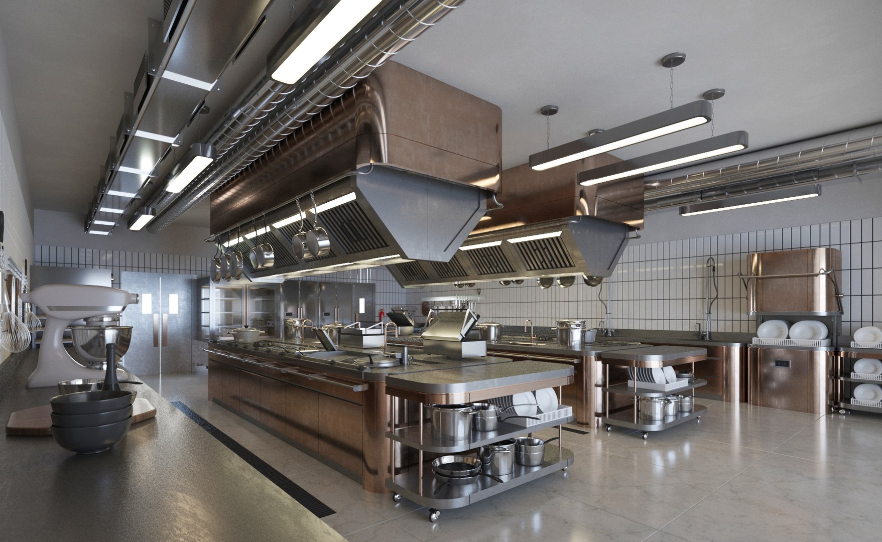 Modern Commercial Kitchen Interior 3D Model - TurboSquid 2113783