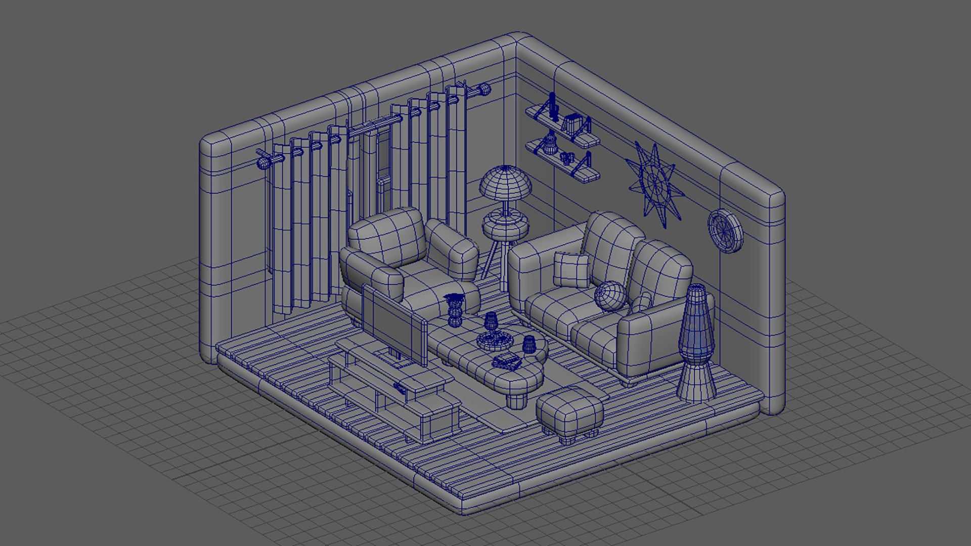 Isometric Stylized Living Room 25items Pack Low-Poly 3d Model 3D Model ...