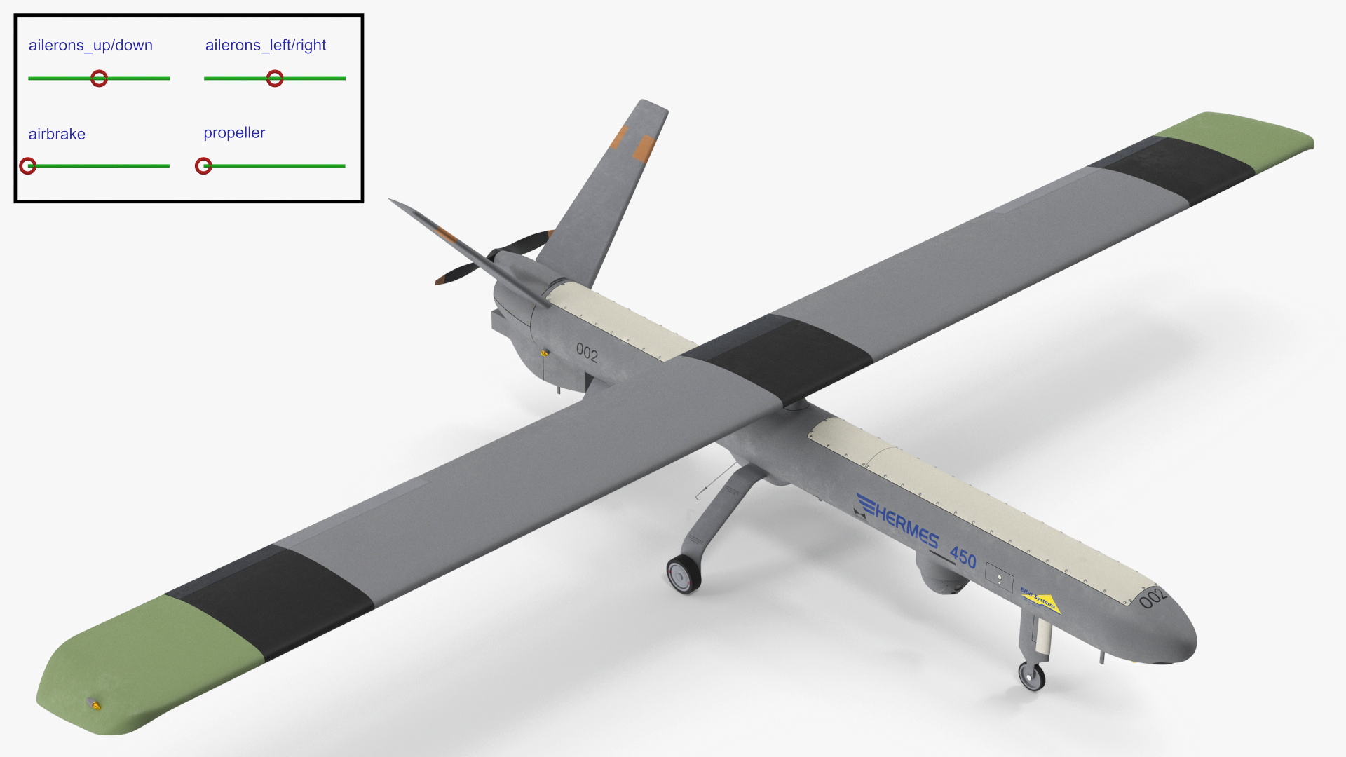 Hermes 450 Multi-Role High Performance Tactical UAS Rigged Model ...