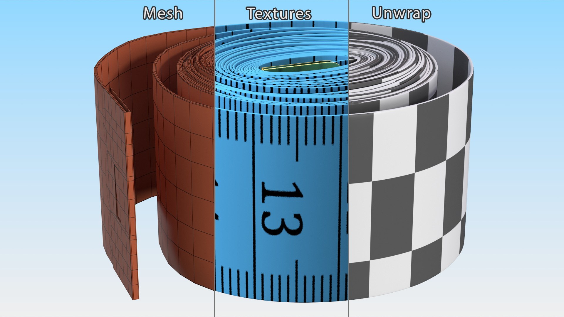 Blue Rolled Tailor Tape 3D Model - TurboSquid 2147267
