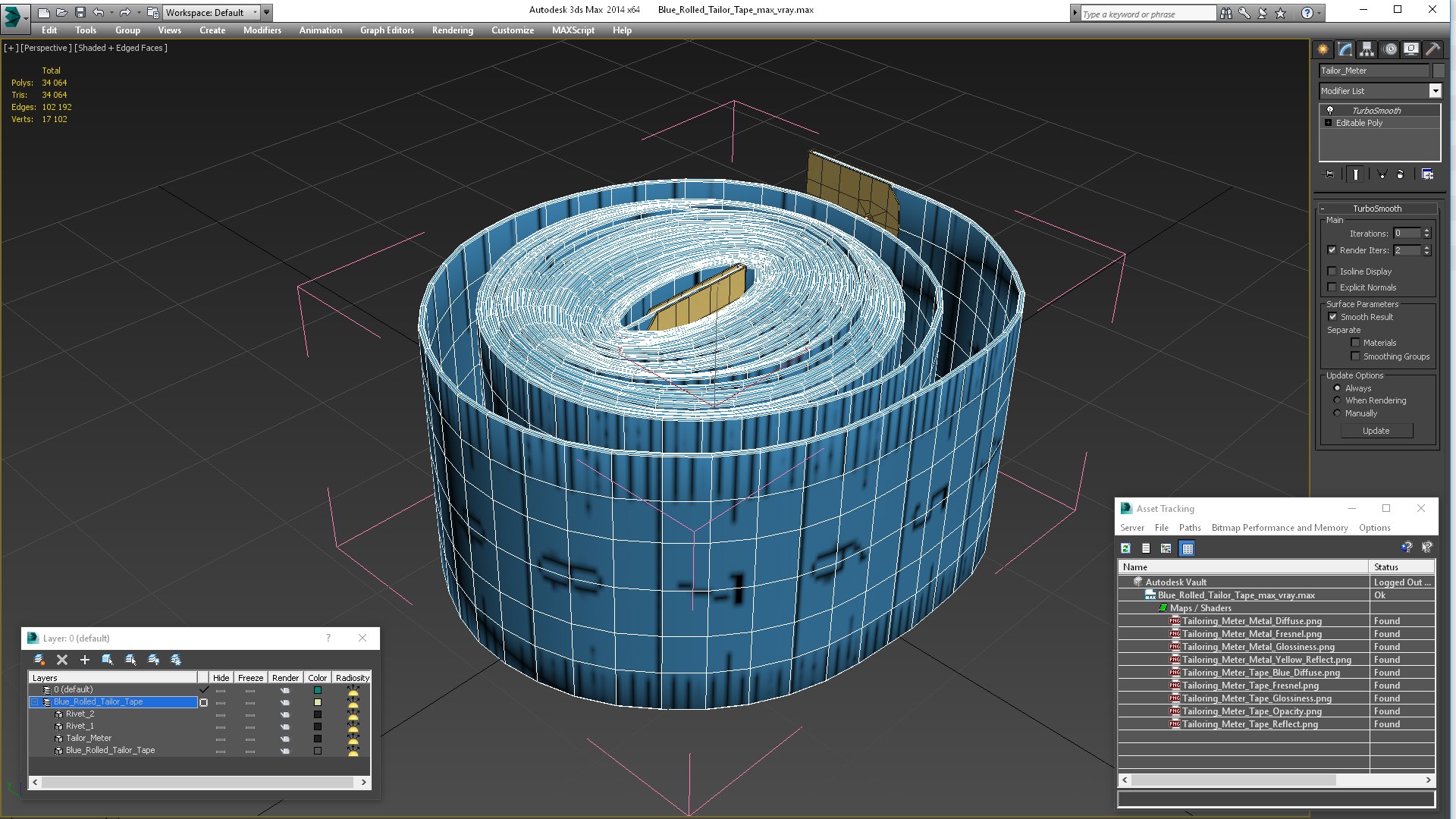 Blue Rolled Tailor Tape 3D Model - TurboSquid 2147267