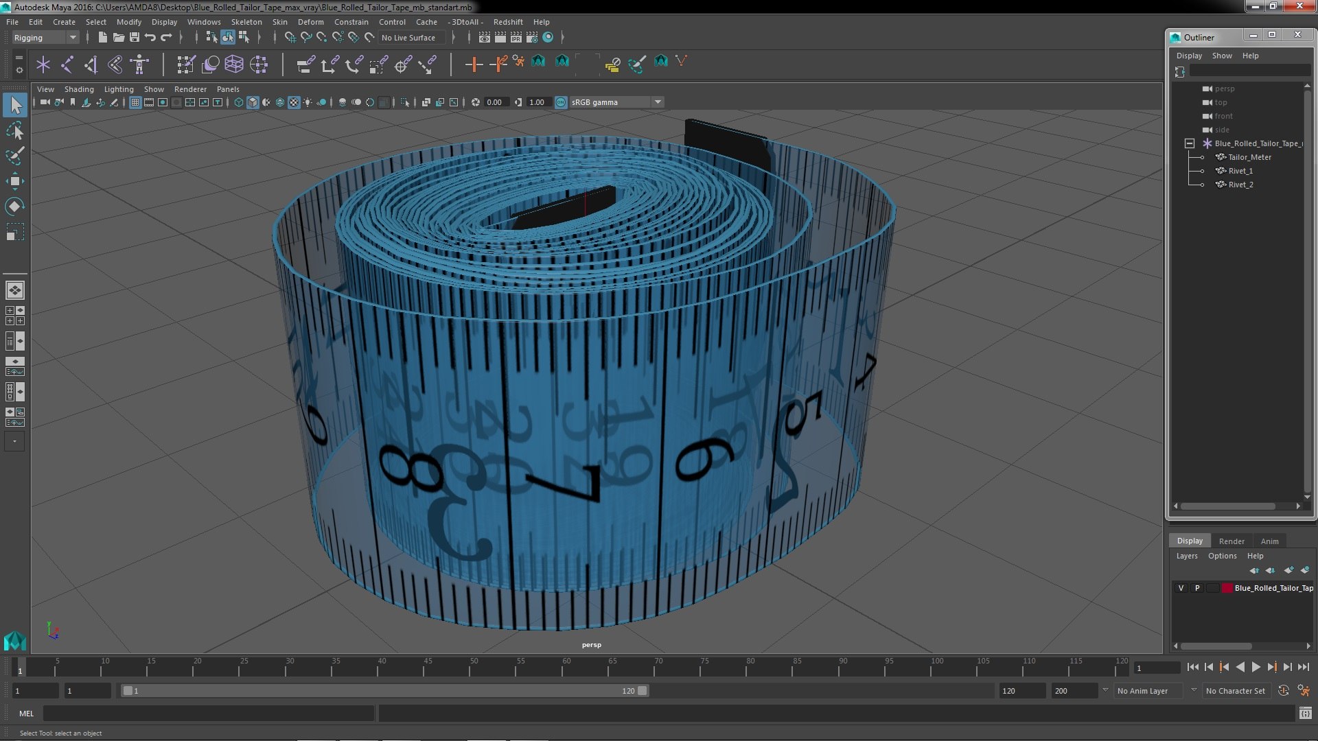 Blue Rolled Tailor Tape 3D Model - TurboSquid 2147267