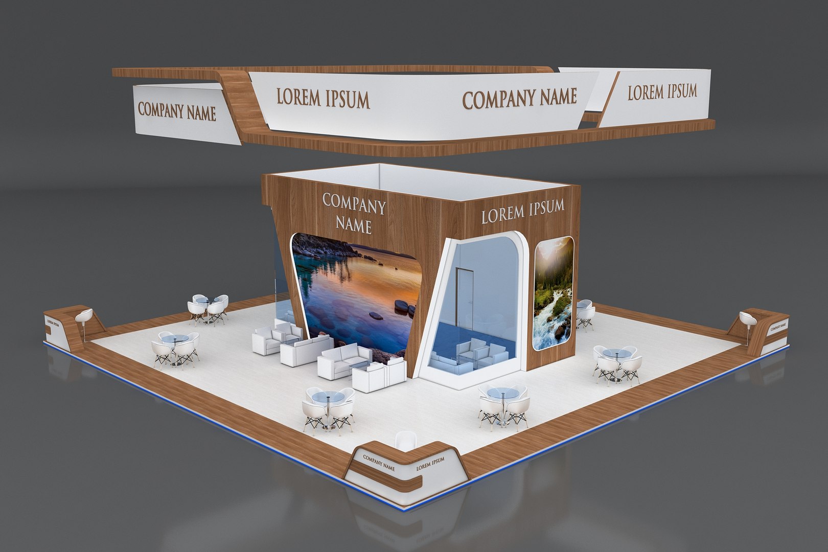 3D Booth Exhibition Stand Stall 16x16m Height 500 Cm 4 Side Open Model - TurboSquid 2024632