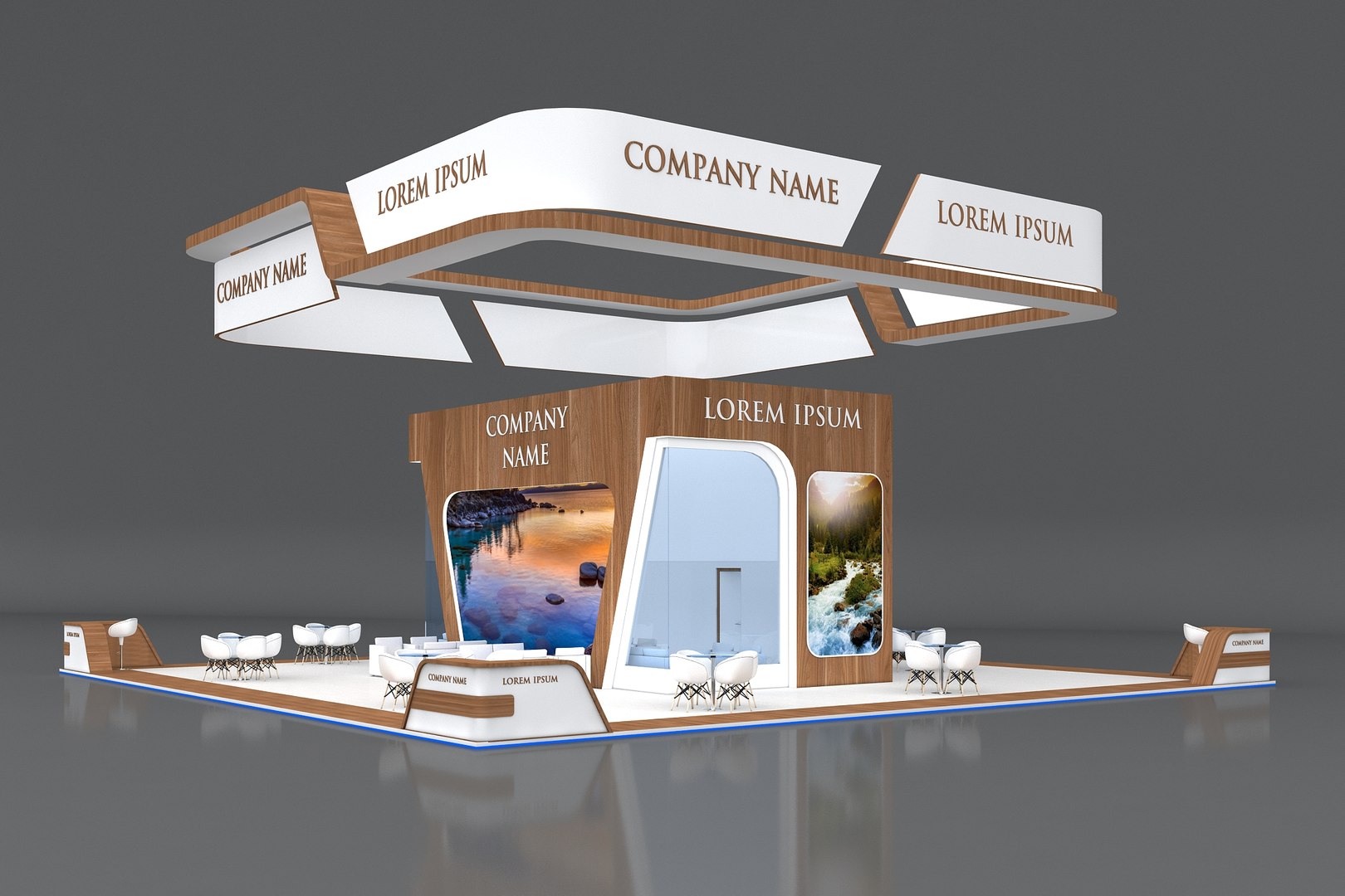 3D Booth Exhibition Stand Stall 16x16m Height 500 Cm 4 Side Open Model - TurboSquid 2024632
