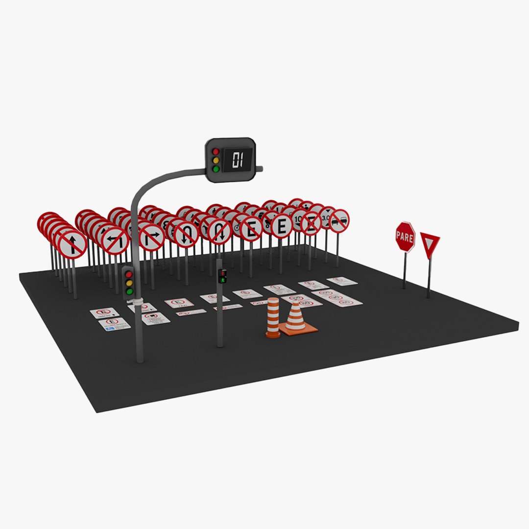 3D Full Package Of Brazilian Regulatory Road Signs - TurboSquid 2058436