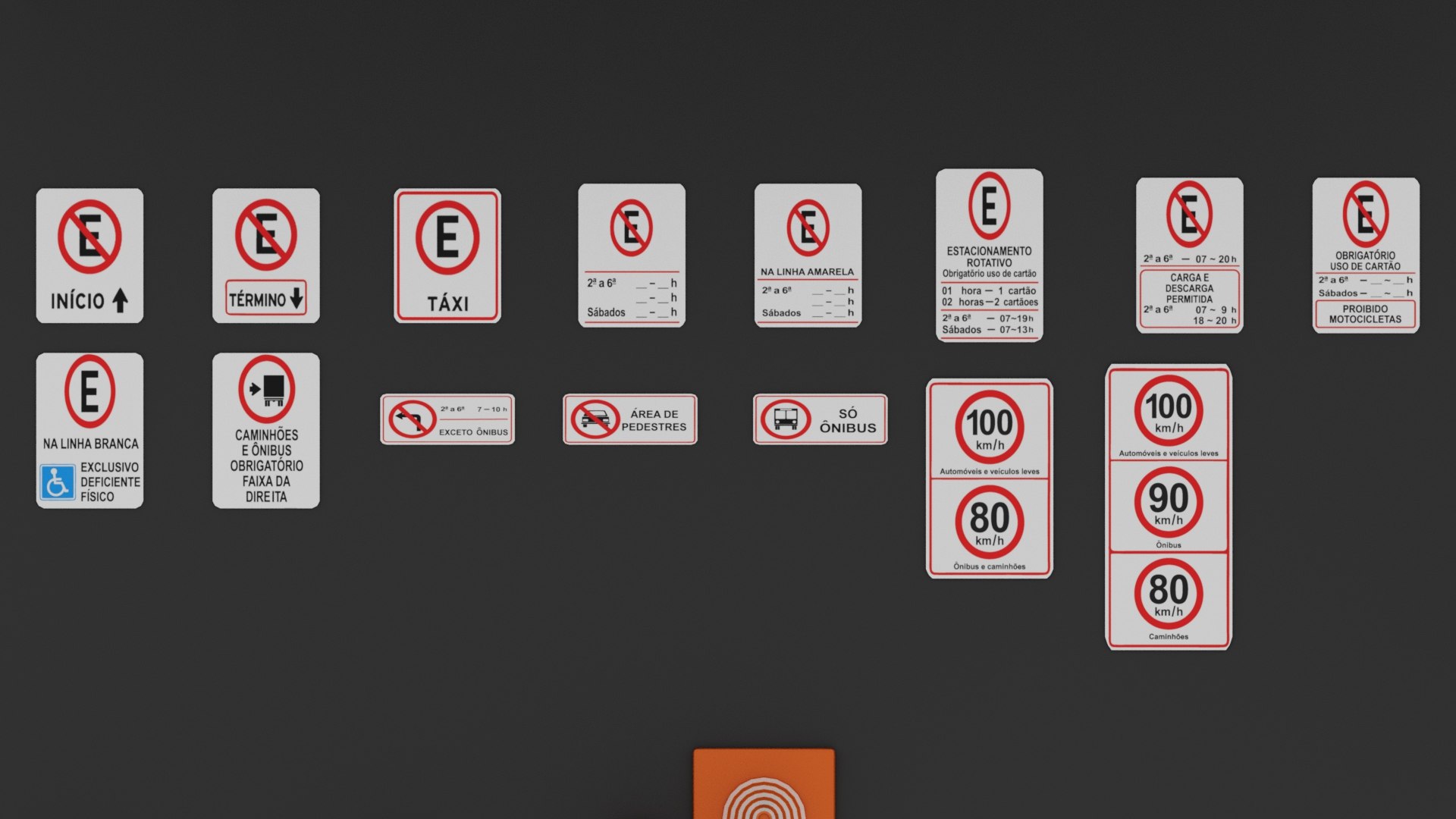 3D Full Package Of Brazilian Regulatory Road Signs - TurboSquid 2058436