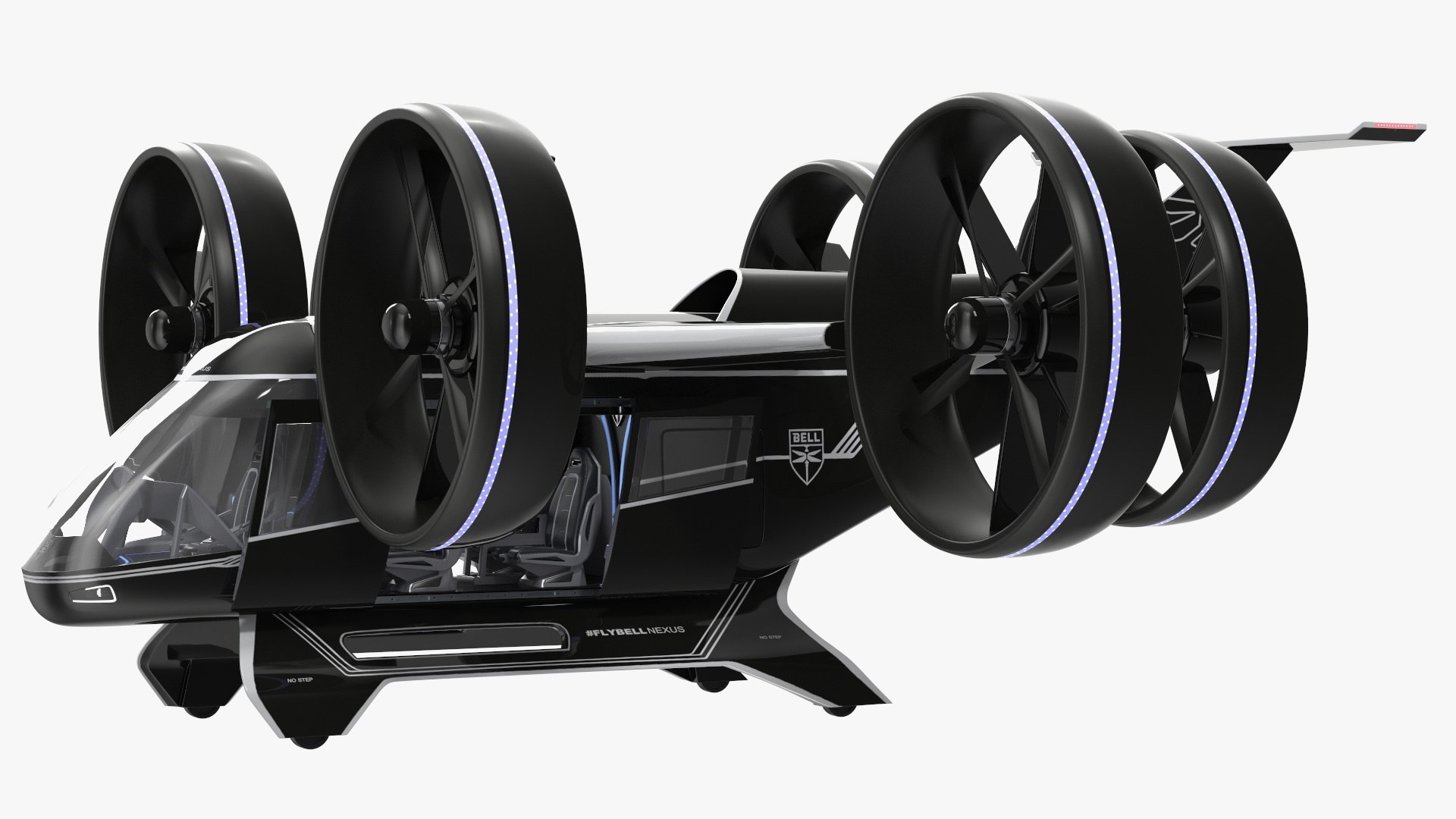 3D Electric Flying Taxi Bell Nexus Lights On Rigged model - TurboSquid ...