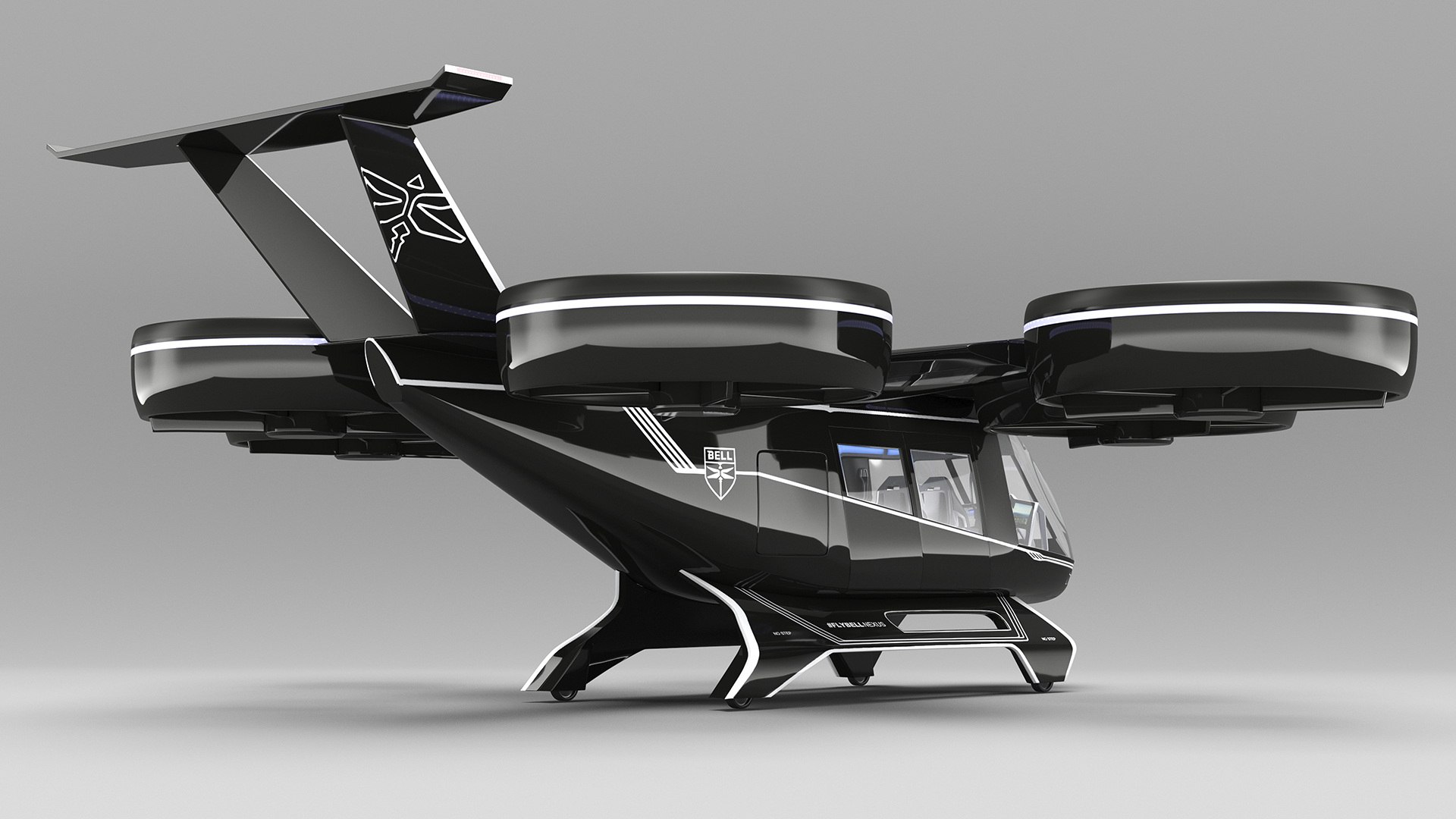 3D Electric Flying Taxi Bell Nexus Lights On Rigged model - TurboSquid ...