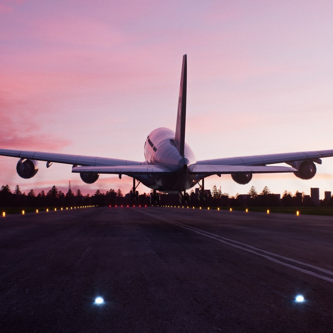 3D Model Airplane Landing Environment Airport Scene - TurboSquid 1603762