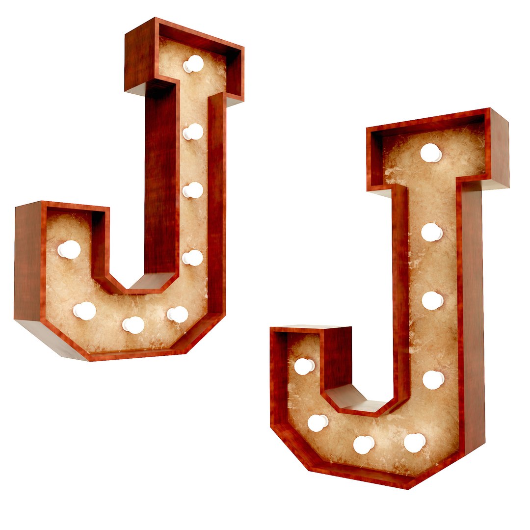 3D Marquee J Wooden Glow Sign 3dmodel - TurboSquid 1975941