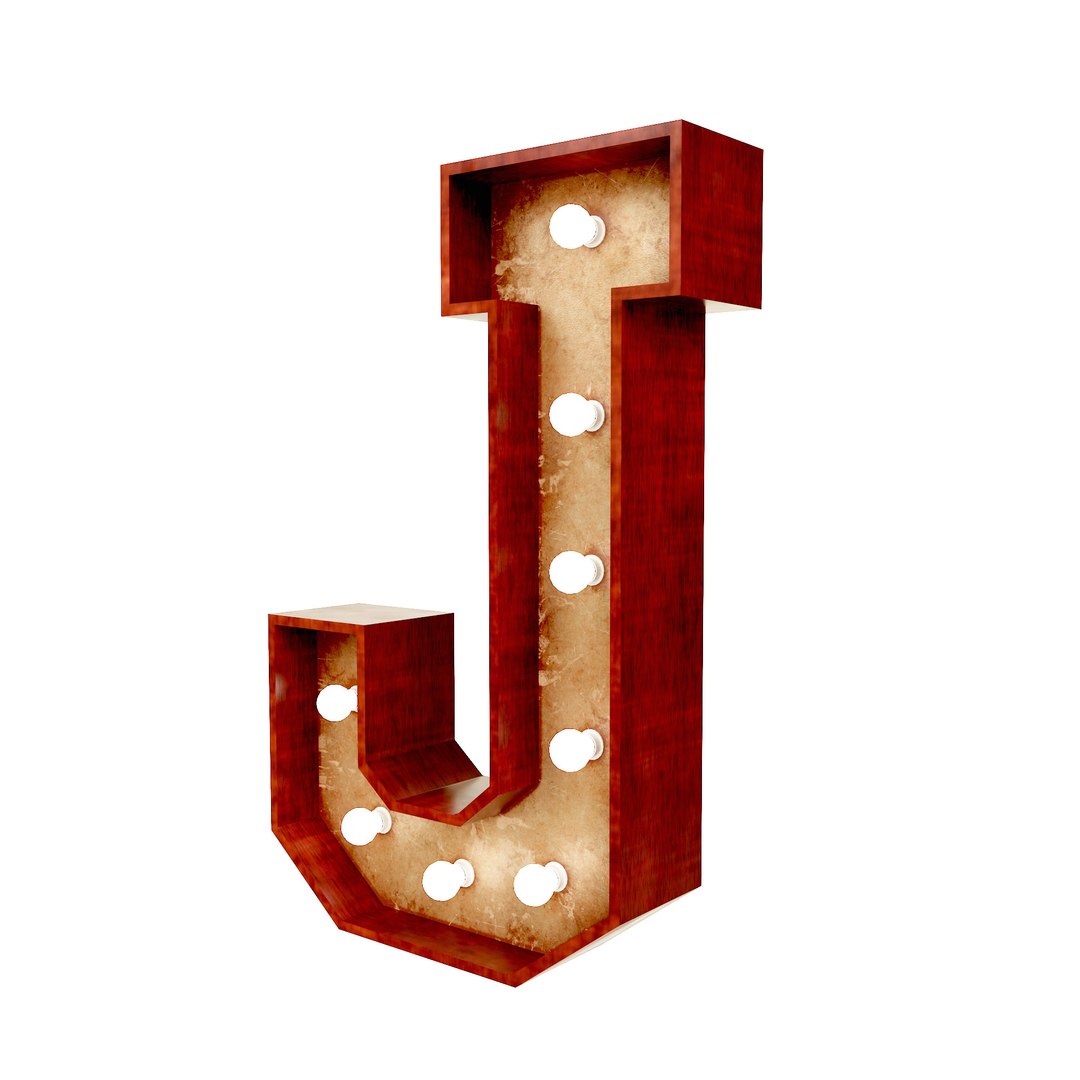3D Marquee J Wooden Glow Sign 3dmodel - TurboSquid 1975941