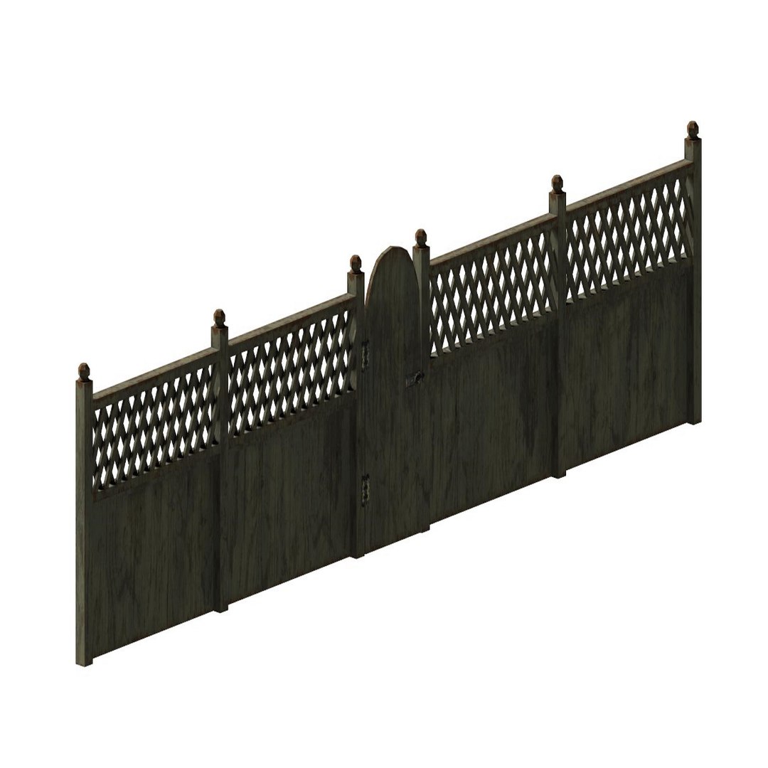 3D Model Wooden Lattice Fence Panel Set - TurboSquid 2104213