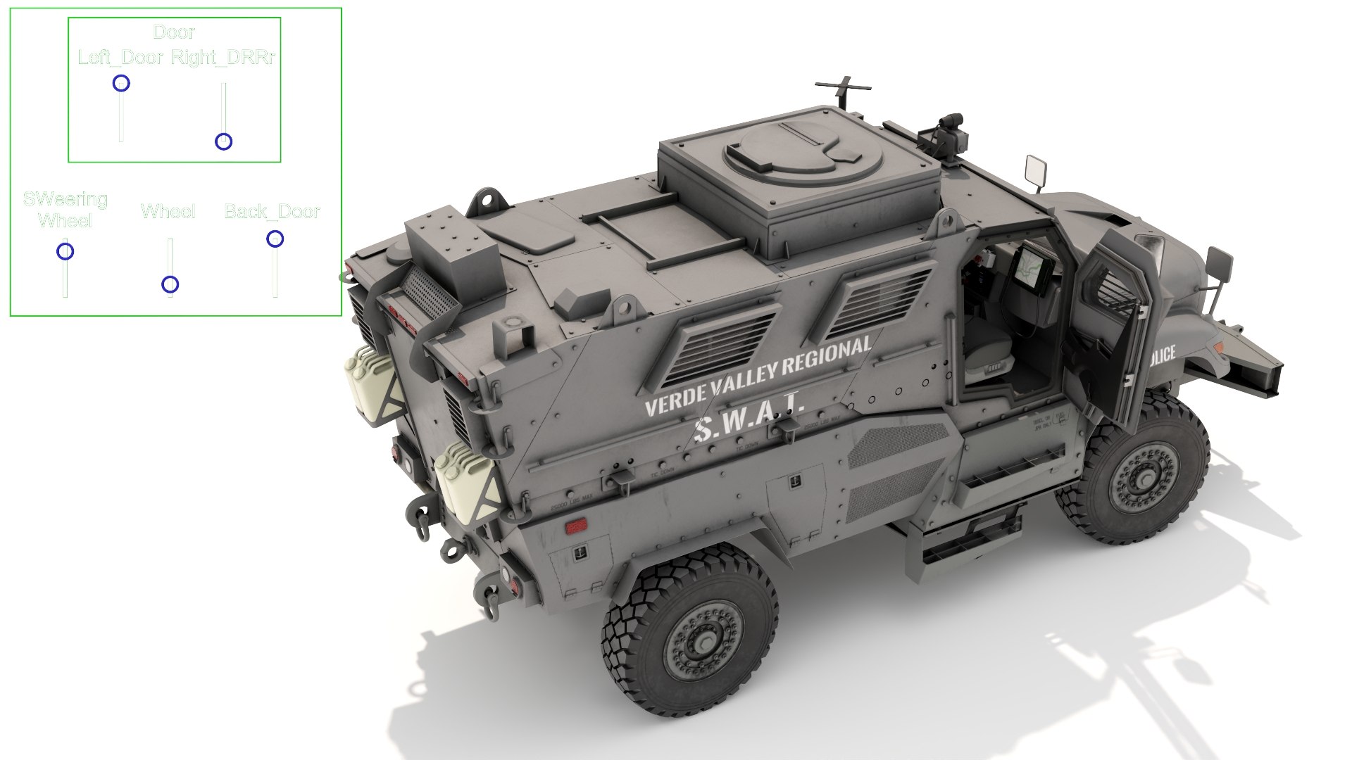 Police SWAT Armored Vehicle Grey Rigged 3D Model - TurboSquid 2285013
